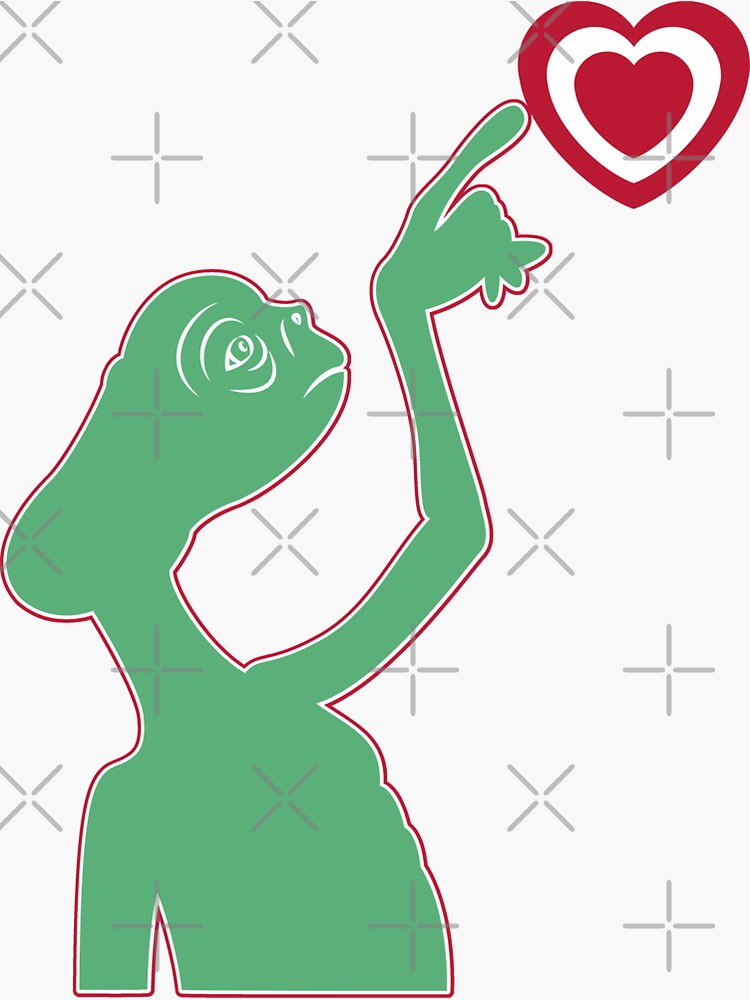 "Green aesthetic alien touching human heart" Sticker for Sale by ...