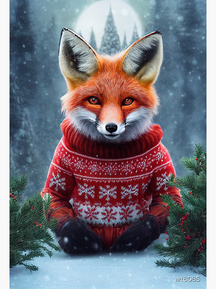 "Cute christmas fox" Sticker for Sale by art8085 | Redbubble