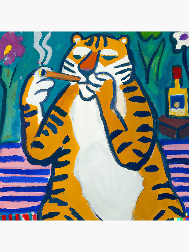"tiger smoking a cigar" Sticker for Sale by ameliarenny | Redbubble