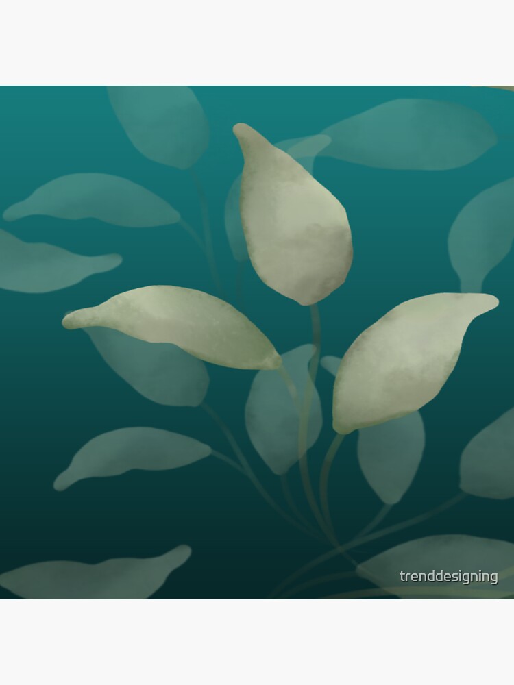 "cute white leaves with cyan background" Sticker for Sale by ...