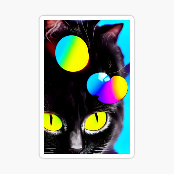 "Chromatic aberration, prismatic, black cat" Sticker for Sale by ...