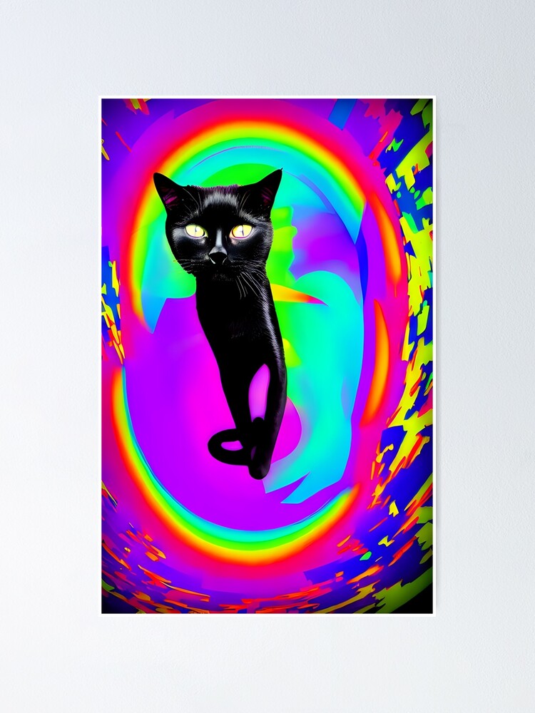 "Chromatic aberration, prismatic, black cat" Poster for Sale by ...