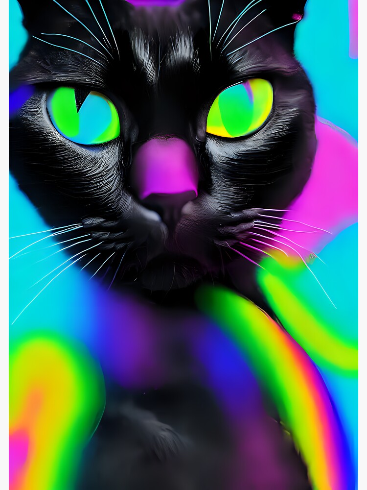 "Cat Chrome colors" Sticker for Sale by AiArtPrints | Redbubble