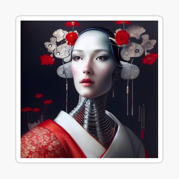 "Futuristic Geisha Android #1" Sticker for Sale by larabu | Redbubble