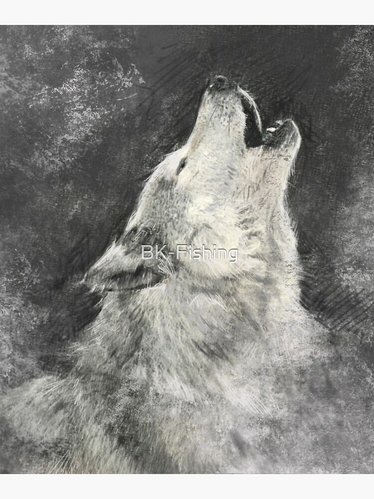 "Howling Wolf Art Design Draw Street Art Graphic Retro Vintage" Sticker ...