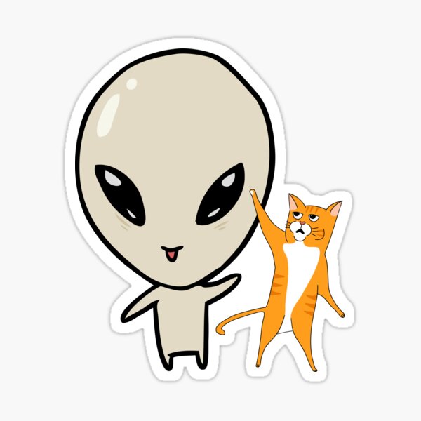 "Alien Petting Cat V2" Sticker for Sale by CorneliusDesign | Redbubble