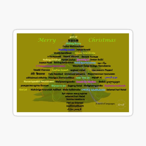 "Merry Christmas - Many Languages Tree" Sticker for Sale by Gruff ...
