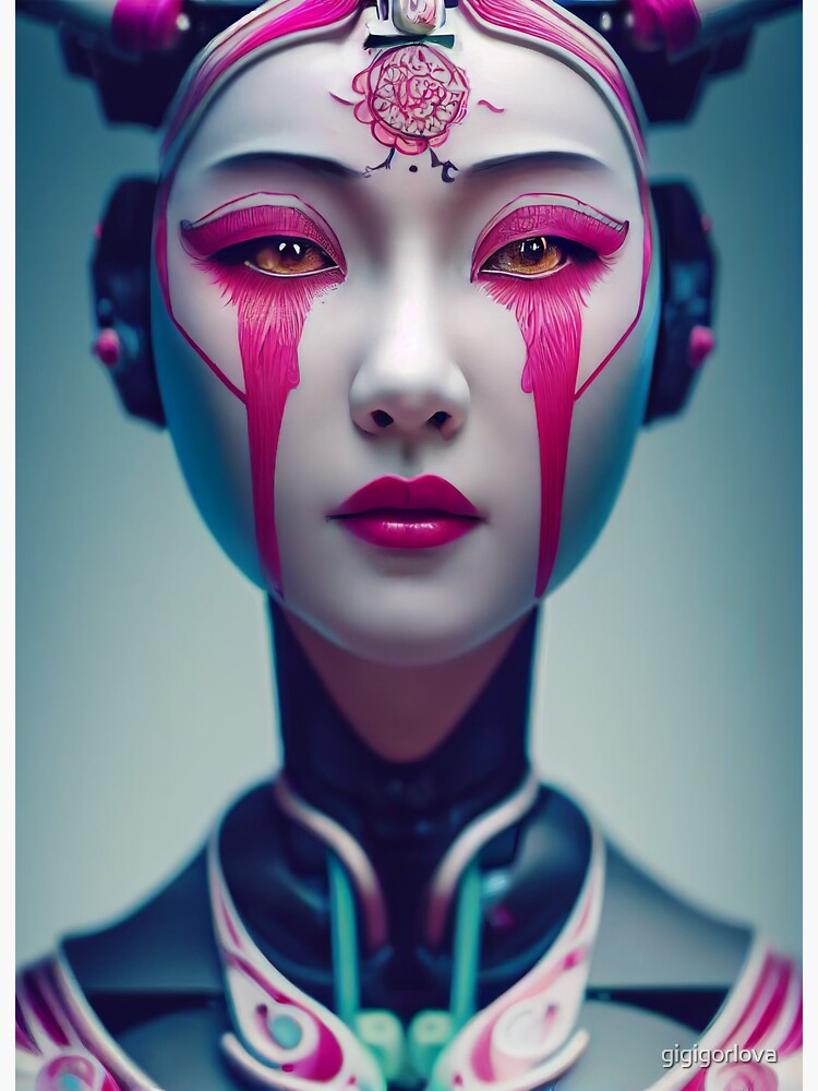 "Geisha Cyborg Japanese Robot Sci Fi Fantasy Manga Cyberpunk" Sticker ...