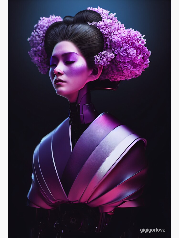 "Geisha Cyborg Japanese Robot Sci Fi Fantasy Manga Cyberpunk" Sticker ...