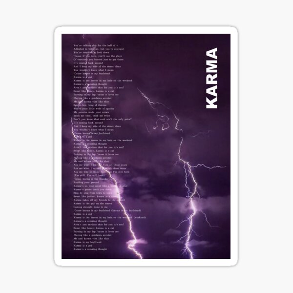 "Karma Taylor Swift Poster" Sticker for Sale by MaddieGuyton | Redbubble