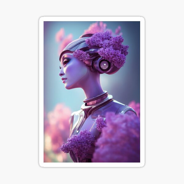"Geisha Cyborg Japanese Robot Sci Fi Fantasy Manga Cyberpunk" Sticker ...