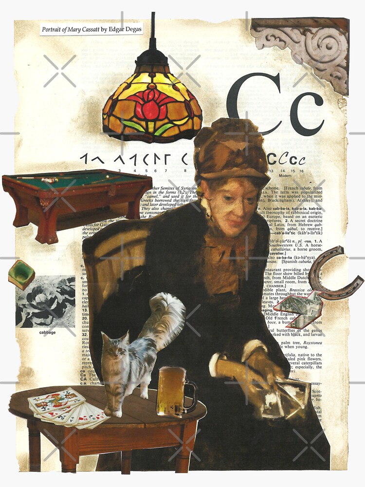 "Mary Cassatt by Edgar Degas Dictionary Collage Parody" Sticker for ...