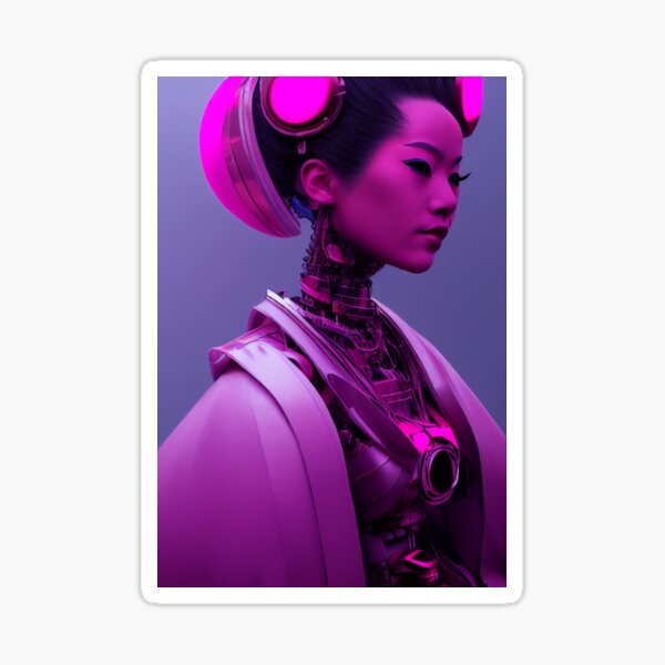 "Geisha Cyborg Japanese Robot Sci Fi Fantasy Manga Cyberpunk" Sticker ...
