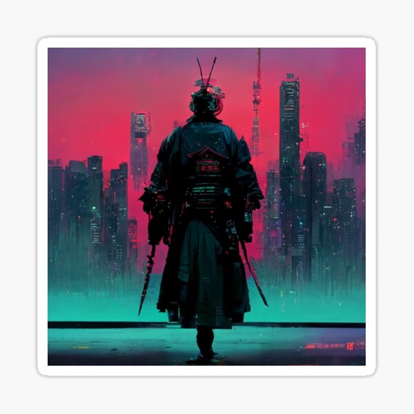 "Samurai Warrior X Cyberpunk " Sticker for Sale by lifestylein | Redbubble