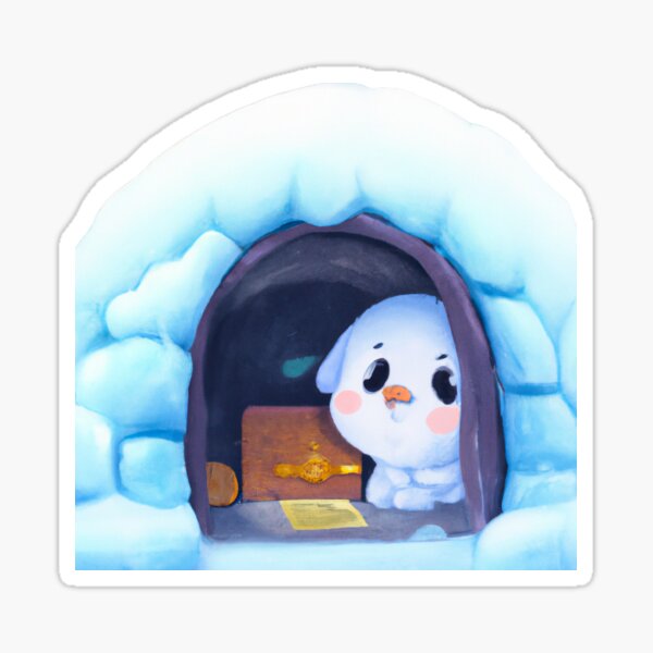 "Cute animal looking out of igloo" Sticker for Sale by Sdpro | Redbubble