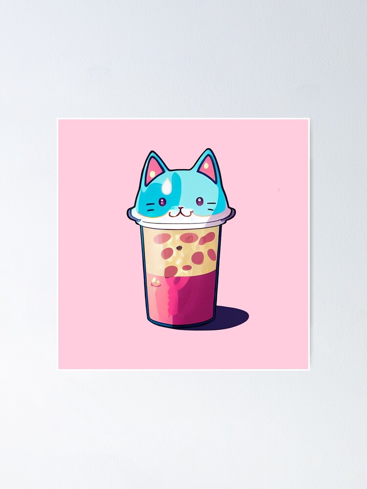 Cat Boba Tea Bubble Tea Anime Kawaii Neko Poster For Sale By