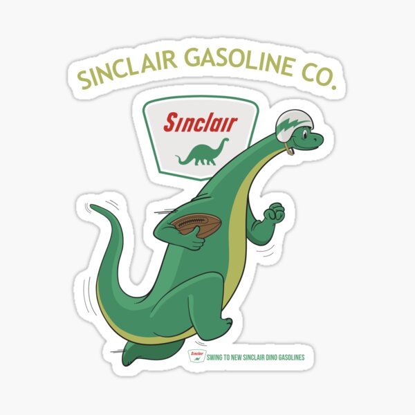 "Sinclair Dino gasoline on" Sticker for Sale by Retroscope | Redbubble