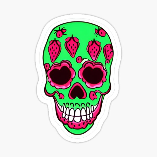 "Strawberry Skull Design Día de los Muertos" Sticker for Sale by ...