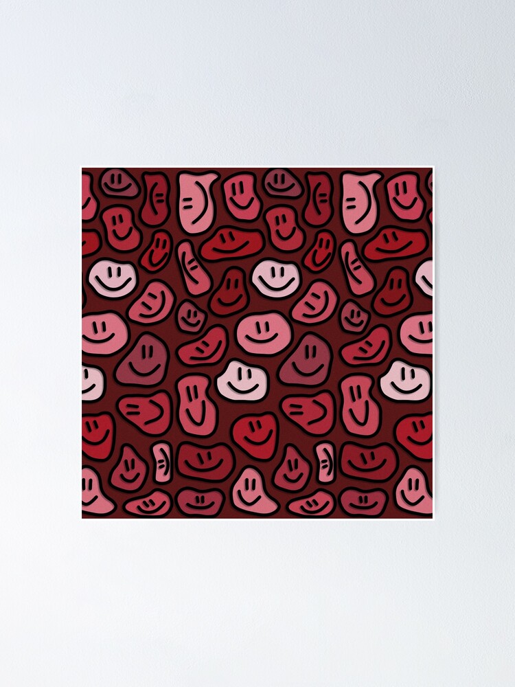 "Red Distorted Smiley Faces" Poster for Sale by Ayoub14 | Redbubble