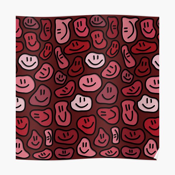 "Red Distorted Smiley Faces" Poster for Sale by Ayoub14 | Redbubble
