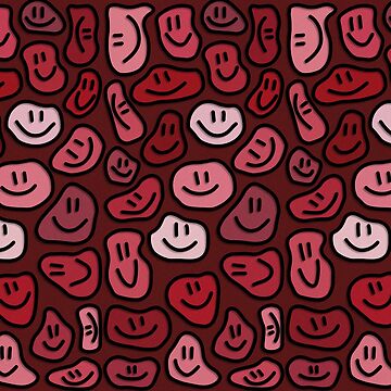 "Red Distorted Smiley Faces" Sticker for Sale by Ayoub14 | Redbubble