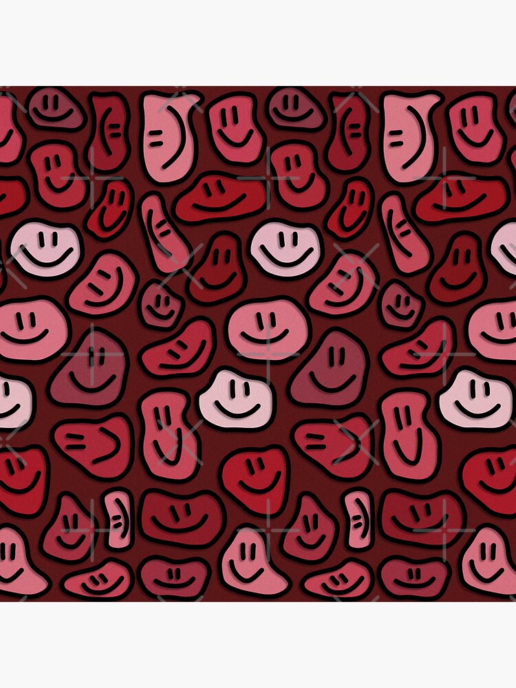 "Red Distorted Smiley Faces" Sticker for Sale by Ayoub14 | Redbubble