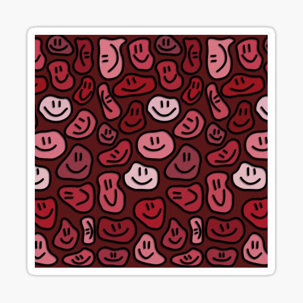 "Red Distorted Smiley Faces" Sticker for Sale by Ayoub14 | Redbubble