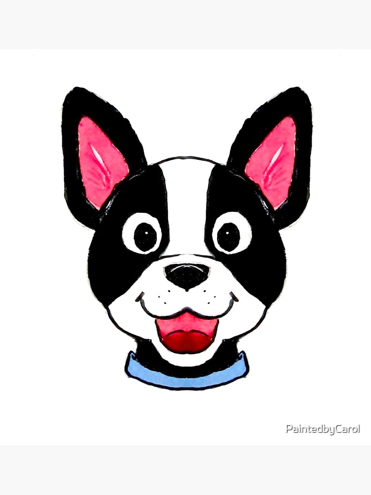 "Boston Terrier Cartoon" Sticker for Sale by PaintedbyCarol | Redbubble