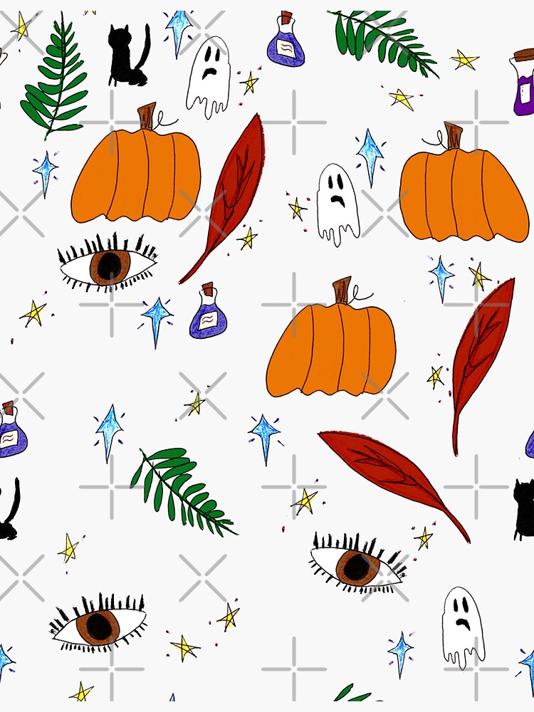 "Witchy Halloween Doodles- pumpkin, ghost, potion, star, magic, leaves ...