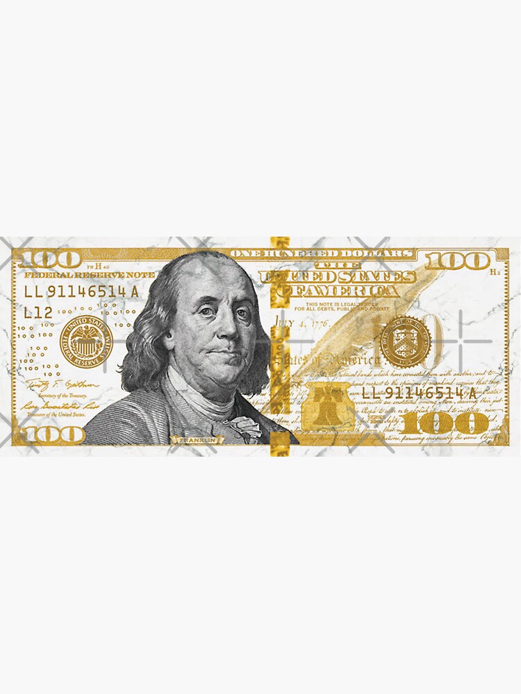 "100 Dollar Marble Gold" Sticker for Sale by BuksDesigns | Redbubble