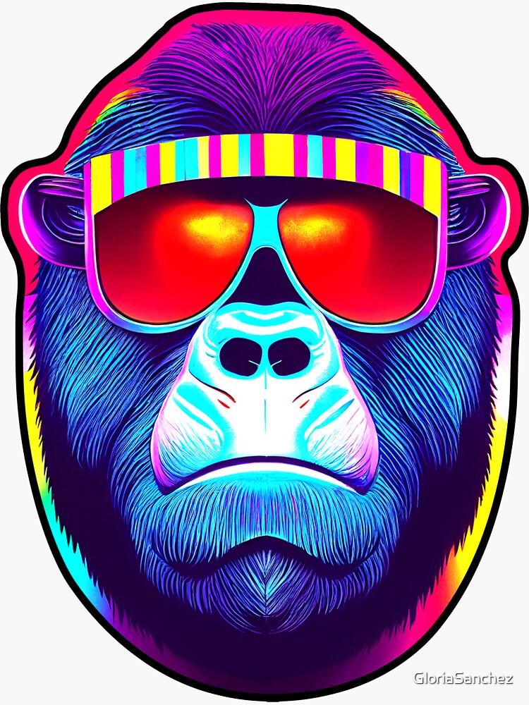 "NEON APE" Sticker for Sale by GloriaSanchez | Redbubble