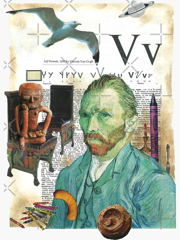 "Vincent Van Gogh Dictionary Collage Parody " Sticker for Sale by ...