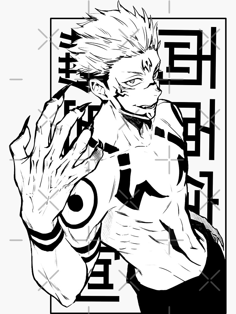 "Ryomen Sukuna Jujutsu Kaisen Manga Style Design" Sticker for Sale by ...