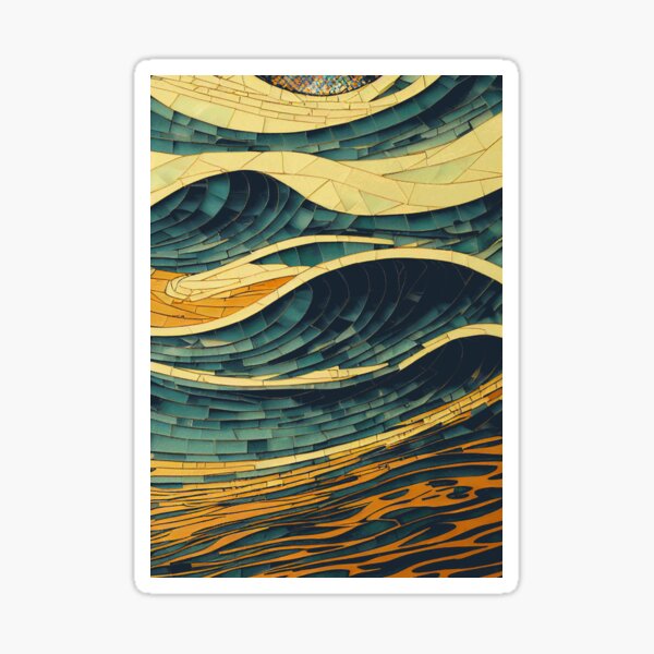 "Stormy Waves Ocean, Beach Beautiful Mosaic Painting" Sticker for Sale ...