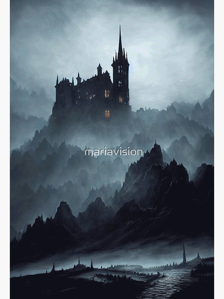 "Gothic Castle on Mountain Beautiful Mosaic Painting" Poster for Sale ...