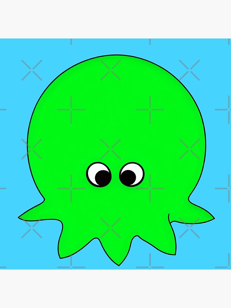 "Green cartoonish round octopus VI" Photographic Print for Sale by ...