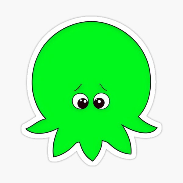 "Sad green cartoonish round octopus I" Sticker for Sale by BrachiaST ...