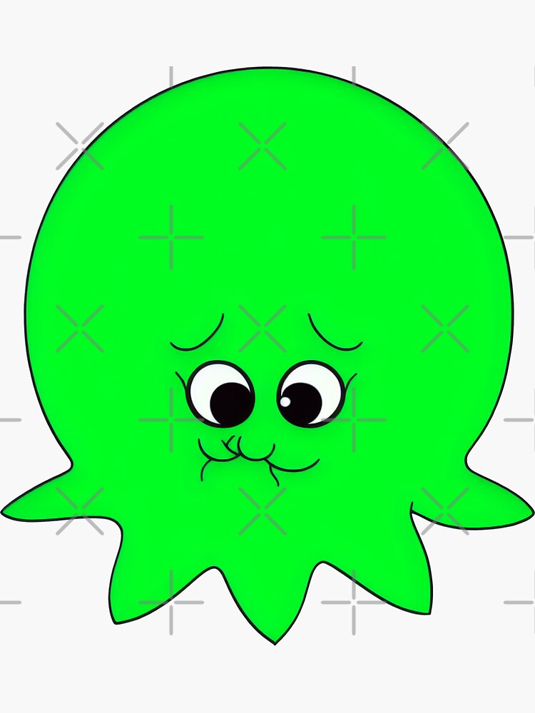 "Sad green cartoonish round octopus II" Sticker for Sale by BrachiaST ...