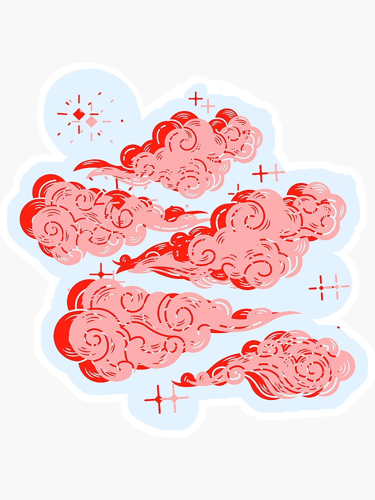 "red and blue cloud" Sticker for Sale by AyoitsRin | Redbubble
