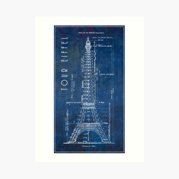 "EIFFEL Tower Blueprint c. 1886" Art Print for Sale by Daniel-Hagerman ...