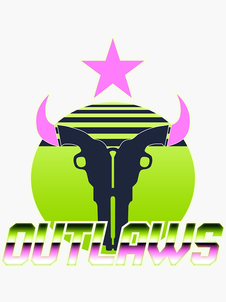 "Houston Outlaws Synthwave Logo" Sticker for Sale by EsperOnline ...