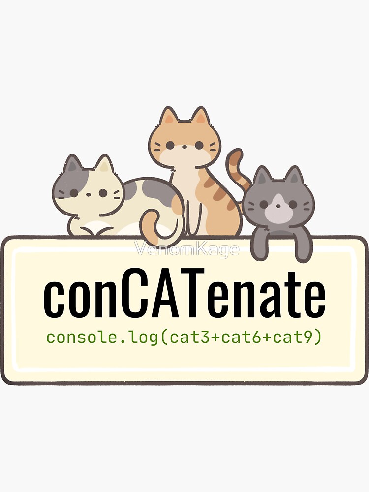 Concatenate Sticker Funny Coding Stickers Cat Coding Stickers 6246