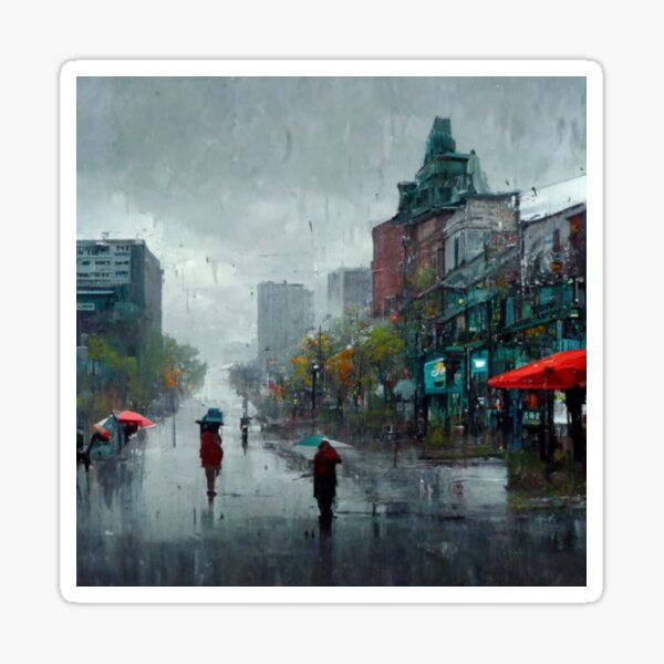 "Montreal City in Rainy day" Sticker for Sale by akimbrands | Redbubble