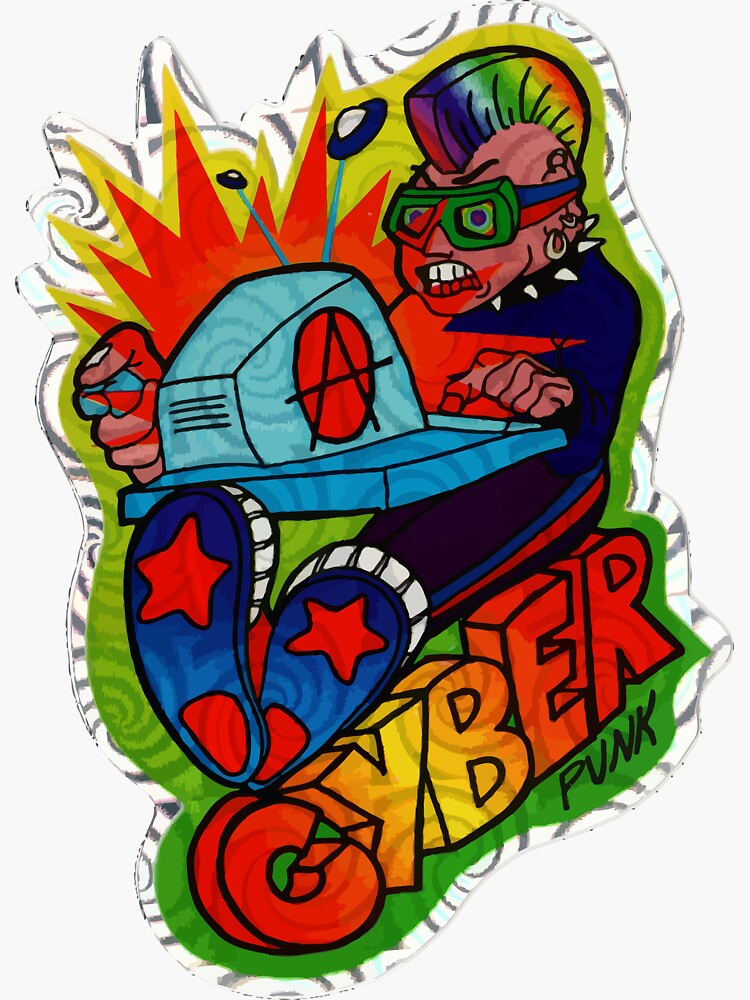 "Cyberpunk 90s Hacker Gamer" Sticker for Sale by PhreakStyle | Redbubble