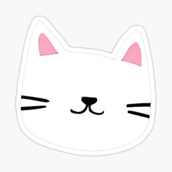 "Cute Cat Outline Design White Pink Black" Sticker for Sale by ...
