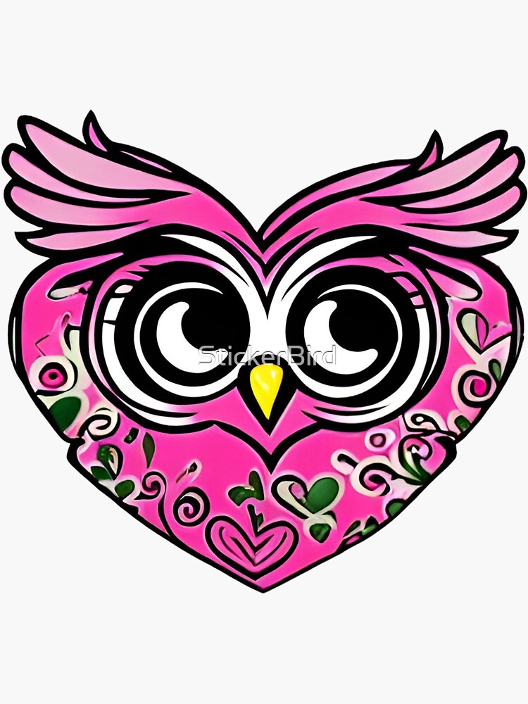 "Cute Heart Owl Design" Sticker for Sale by StickerBird | Redbubble