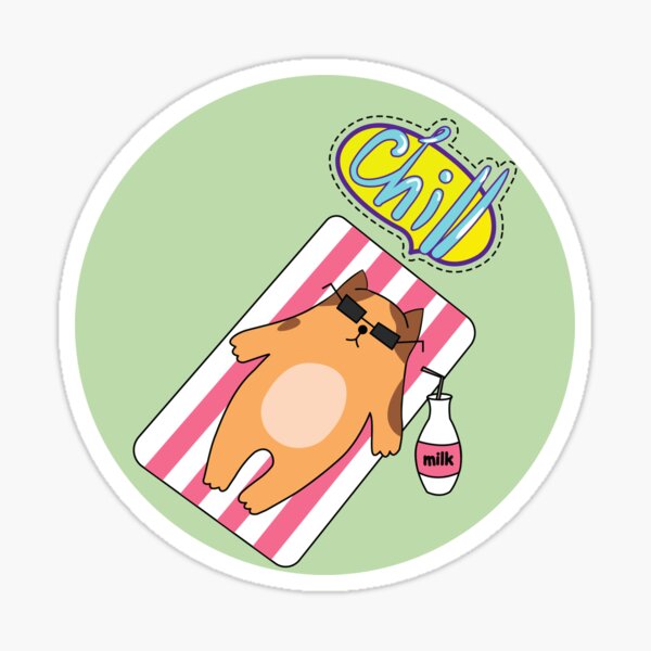 " Cute Relax Time Chill CAT" Sticker for Sale by GrandStickers | Redbubble