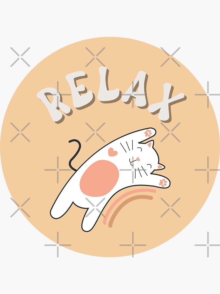 " Cute Relax Time Chill rainbow CAT" Sticker for Sale by GrandStickers ...