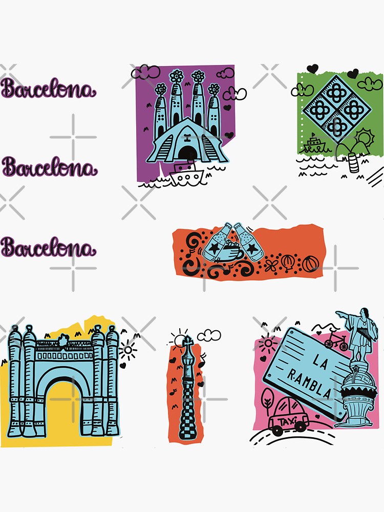 "Barcelona City sticker pack - Travel Barcelona - Catalunya" Sticker ...