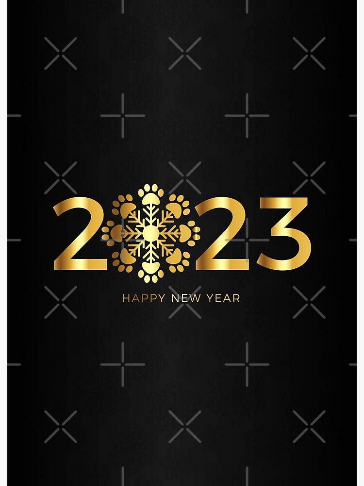 "Happy New Year 2023 snowflake with paw prints" Art Print for Sale by ...